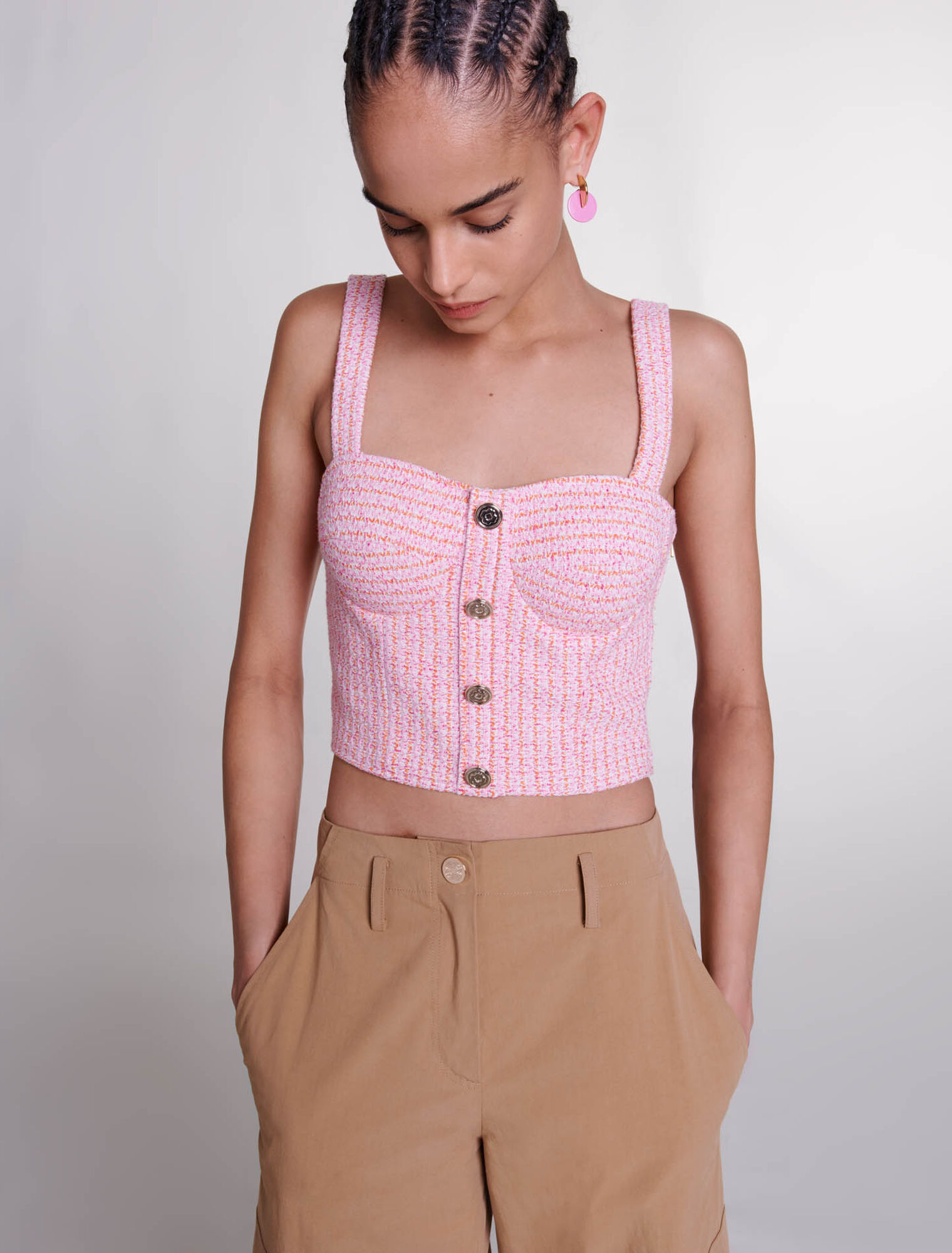 Tweed crop top - Tops & Shirts | Maje