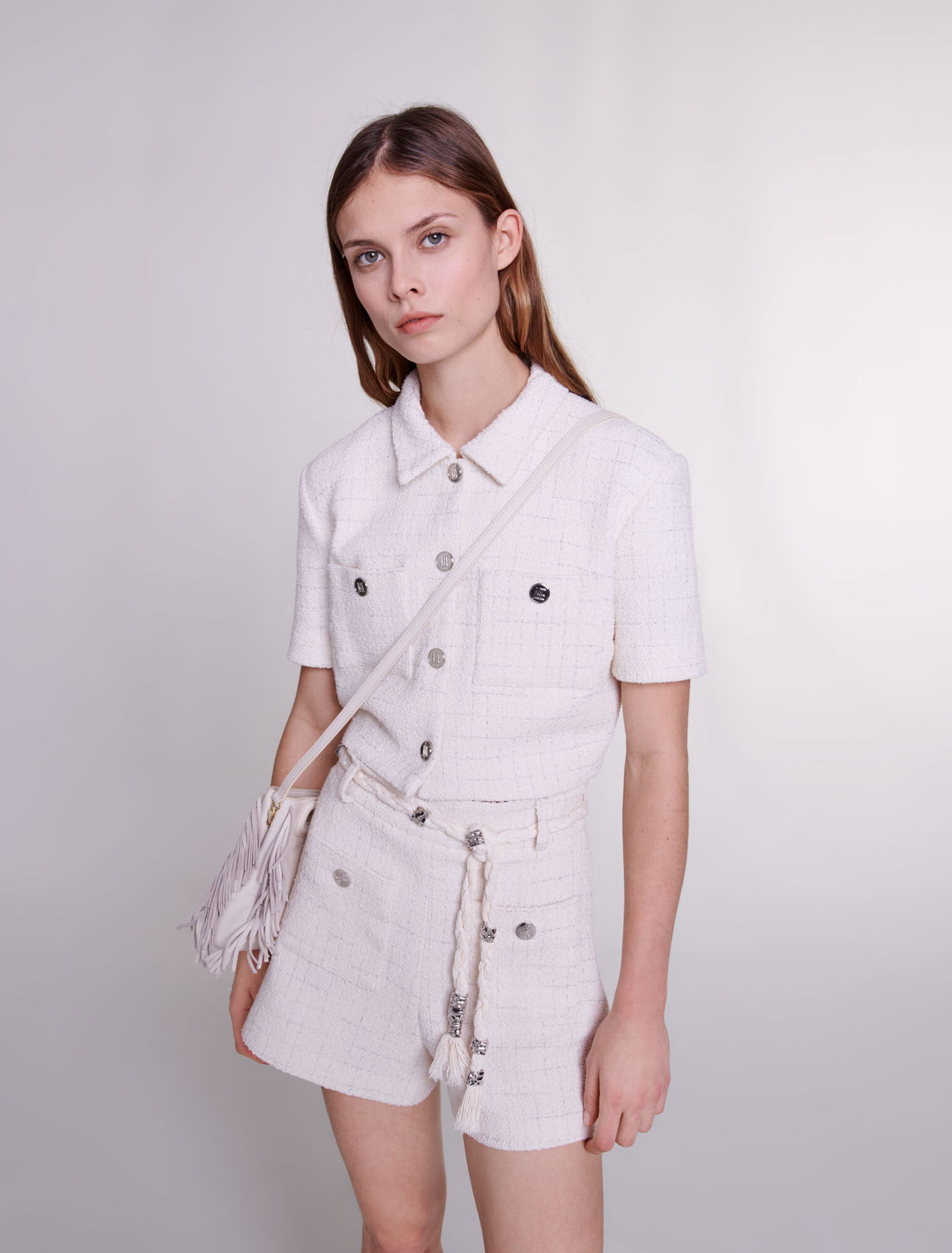 Tweed crop top - Tweed jackets | Maje