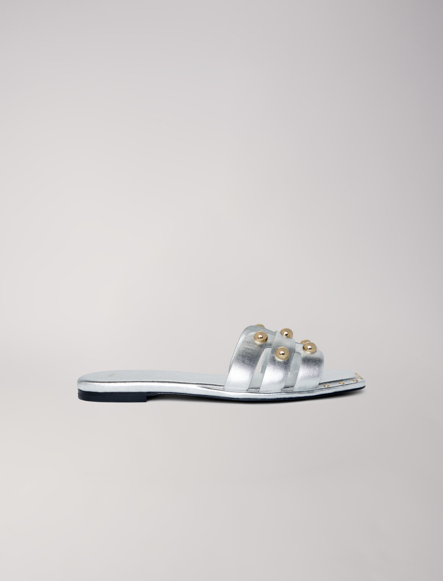 Studded leather mules Black / Gray for Women | Maje