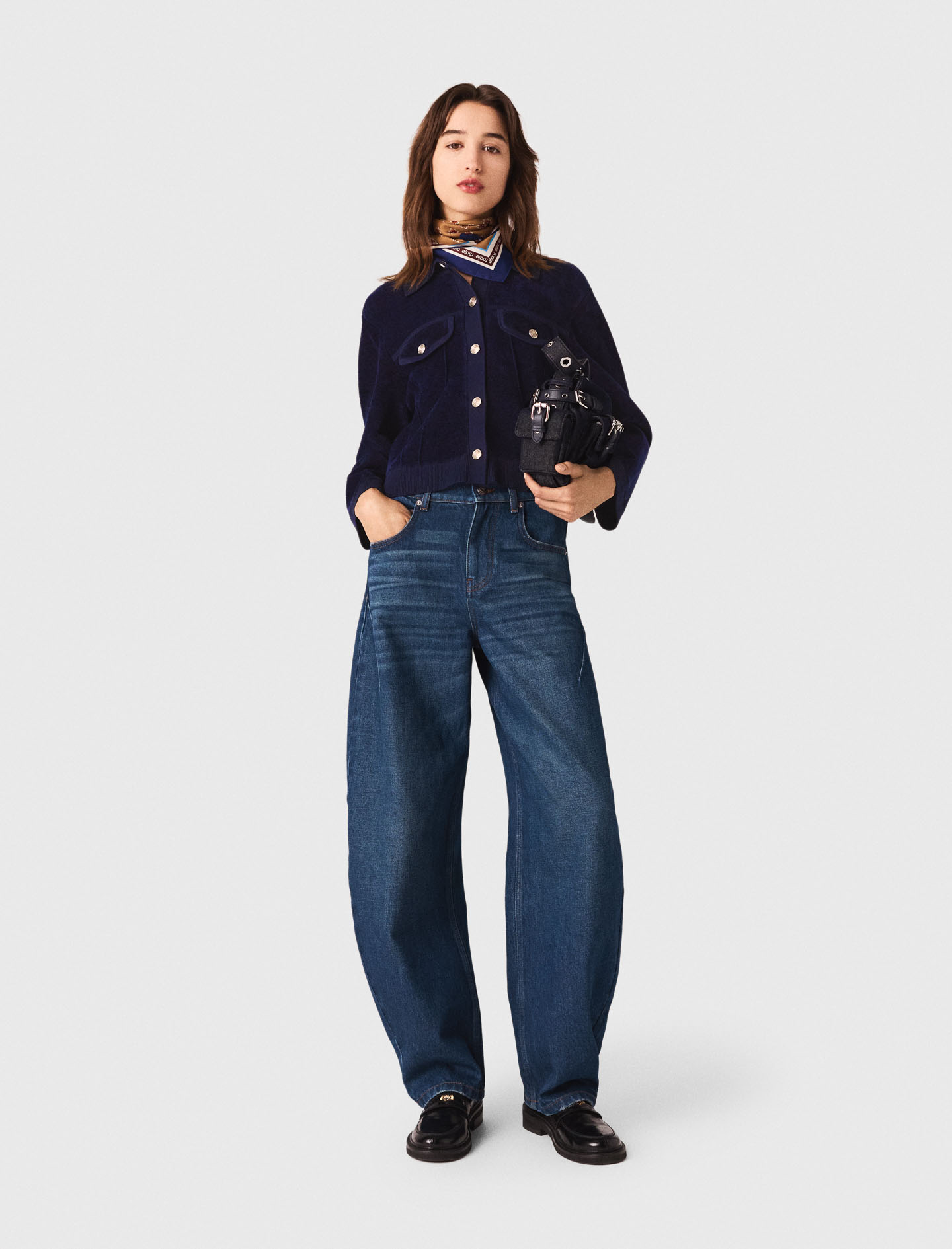Cropped velvet jacket Navy for Women | Maje